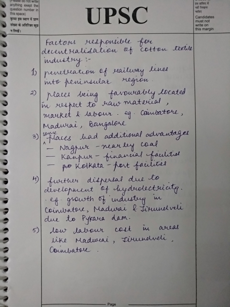 Cotton textile industry in India is highly decentralized. Analyze the ...