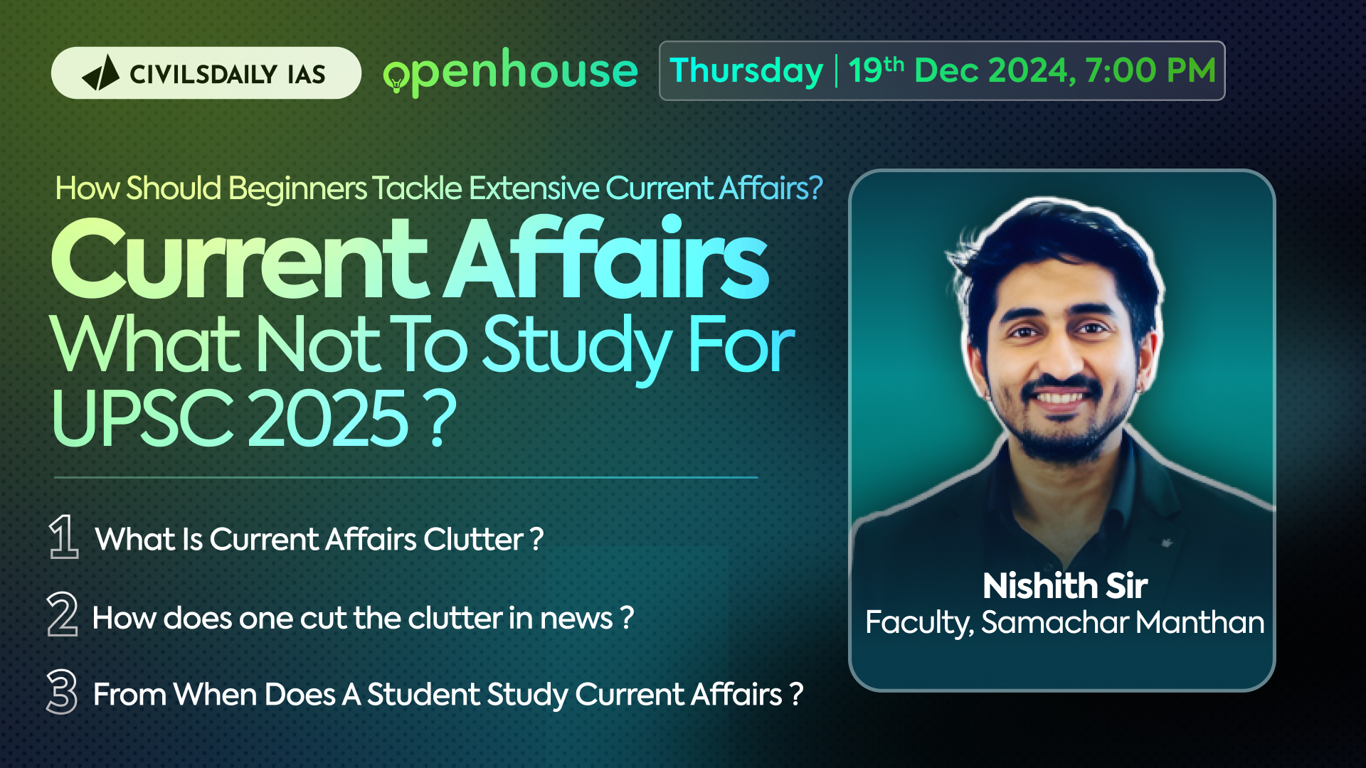 [UPSC Webinar] By Nishith Sir, Faculty, Samachar Manthan | Current ...