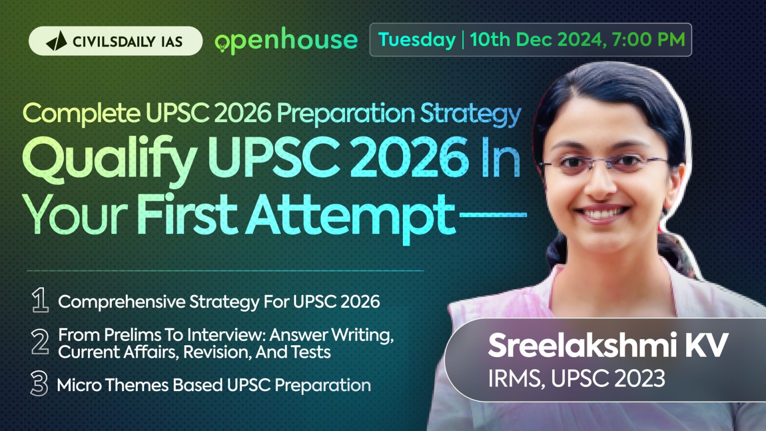 [UPSC Webinar] By Sreelakshmi KV, IRMS | Qualify UPSC 2026 in Your ...