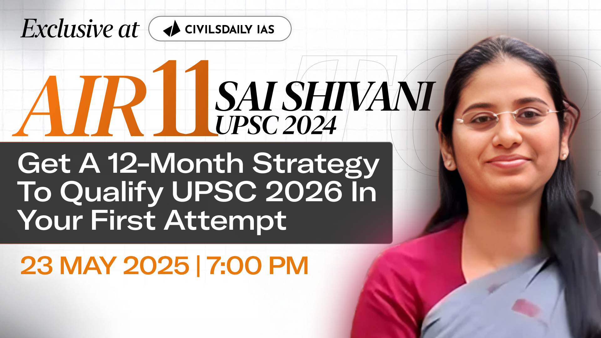 🔴[UPSC Webinar] By Sai Shivani, AIR 11, UPSC 2024 || Get a 12-Month Strategy to Qualify UPSC ...