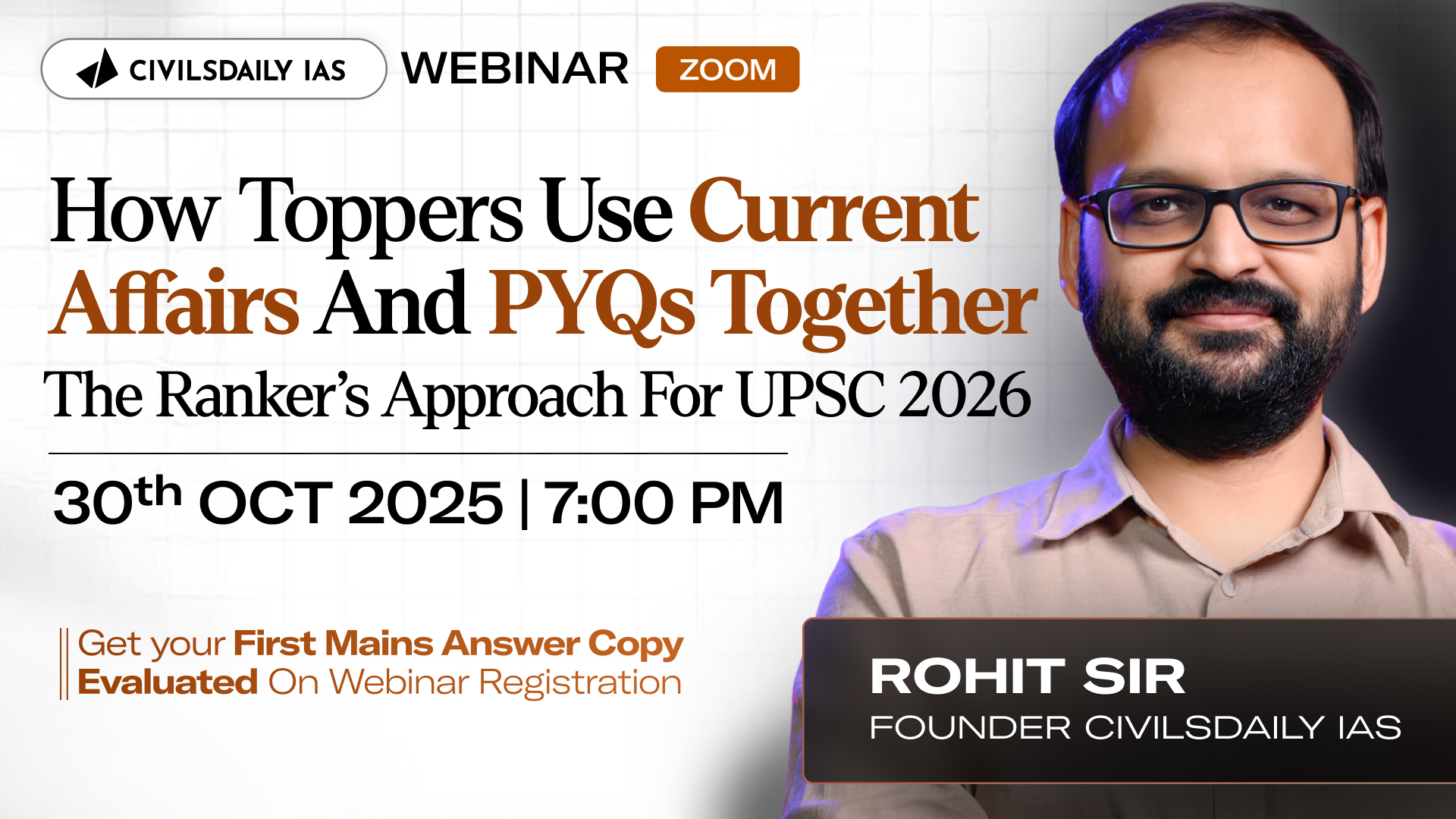 🔴[UPSC Webinar for 2026] By Rohit Sir, Founder, Civilsdaily IAS | How ...